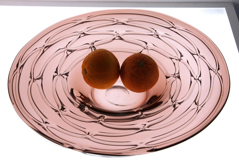 Murano Glass Rose Amethyst Plate, Greca Merletto Decoration, Zecchin ...