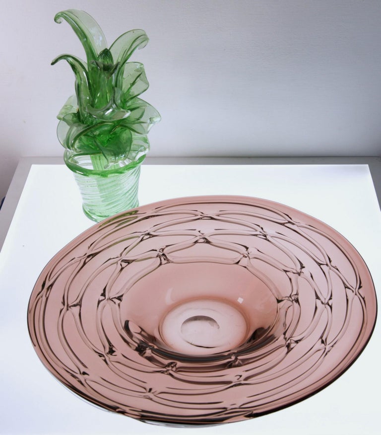 Murano Glass Rose Amethyst Plate, Greca Merletto Decoration, Zecchin ...