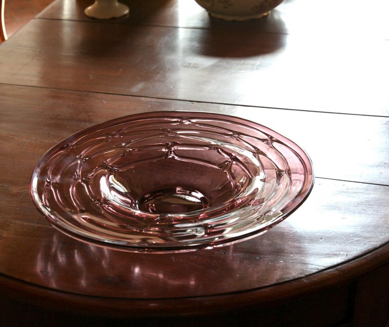 Murano Glass Rose Amethyst Plate, Greca Merletto Decoration, Zecchin ...