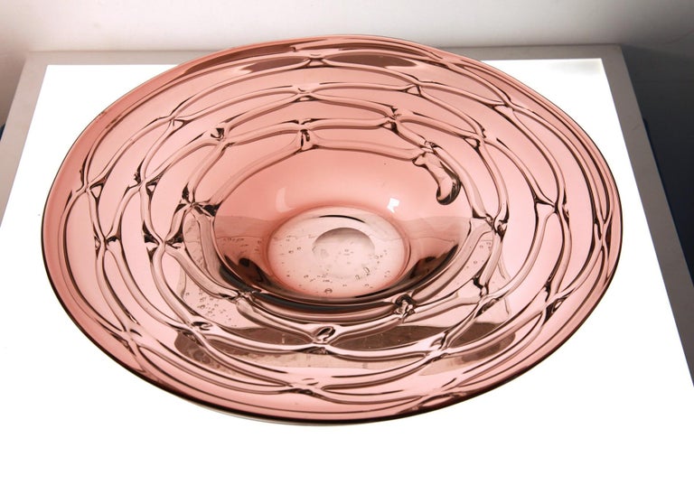 Murano Glass Rose Amethyst Plate, Greca Merletto Decoration, Zecchin ...