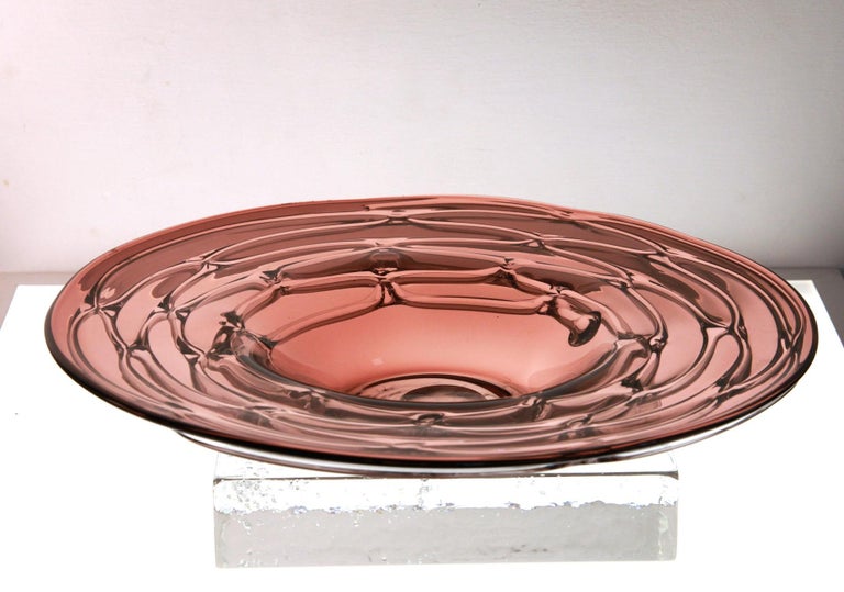 Murano Glass Rose Amethyst Plate, Greca Merletto Decoration, Zecchin ...
