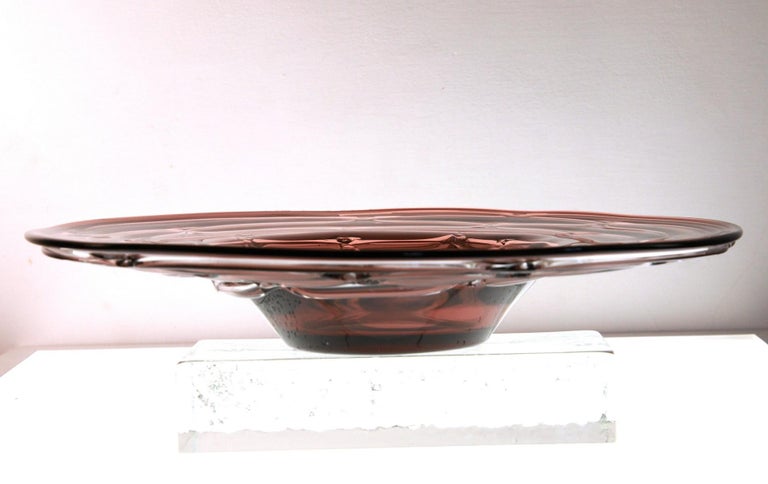 Murano Glass Rose Amethyst Plate, Greca Merletto Decoration, Zecchin ...