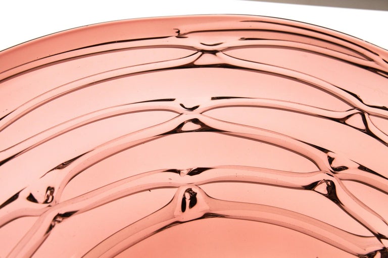 Murano Glass Rose Amethyst Plate, Greca Merletto Decoration, Zecchin ...