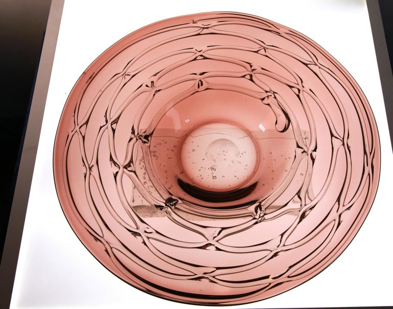Murano Glass Rose Amethyst Plate, Greca Merletto Decoration, Zecchin ...