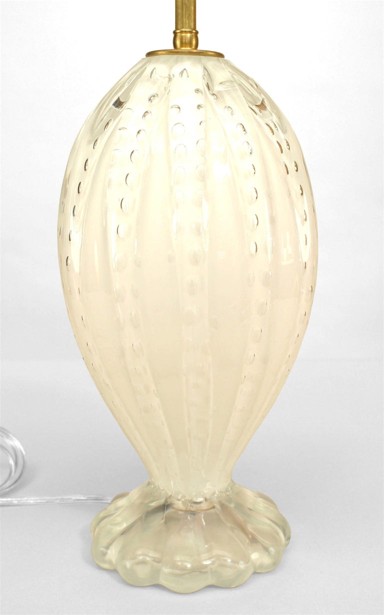 Pair of Italian Murano White Iridescent Glass Table Lamps For Sale at ...