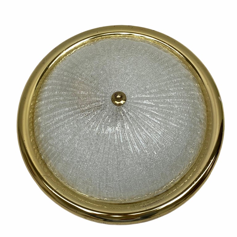 Murano Glass Textured Fischer Leuchten Flush mount, Germany, 1970s For ...