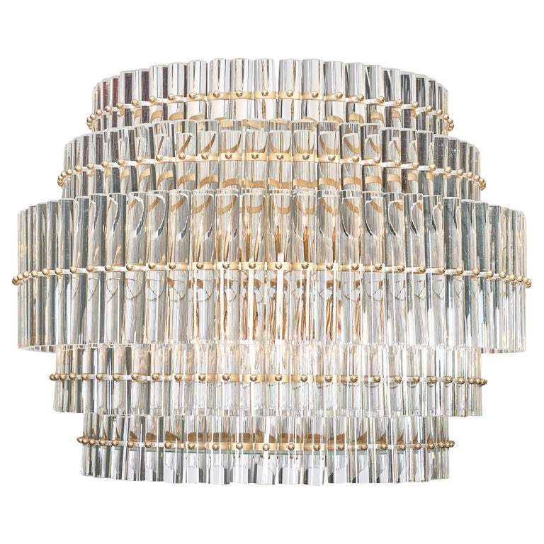 Murano Glass Tiered Rod Chandelier For Sale at 1stDibs