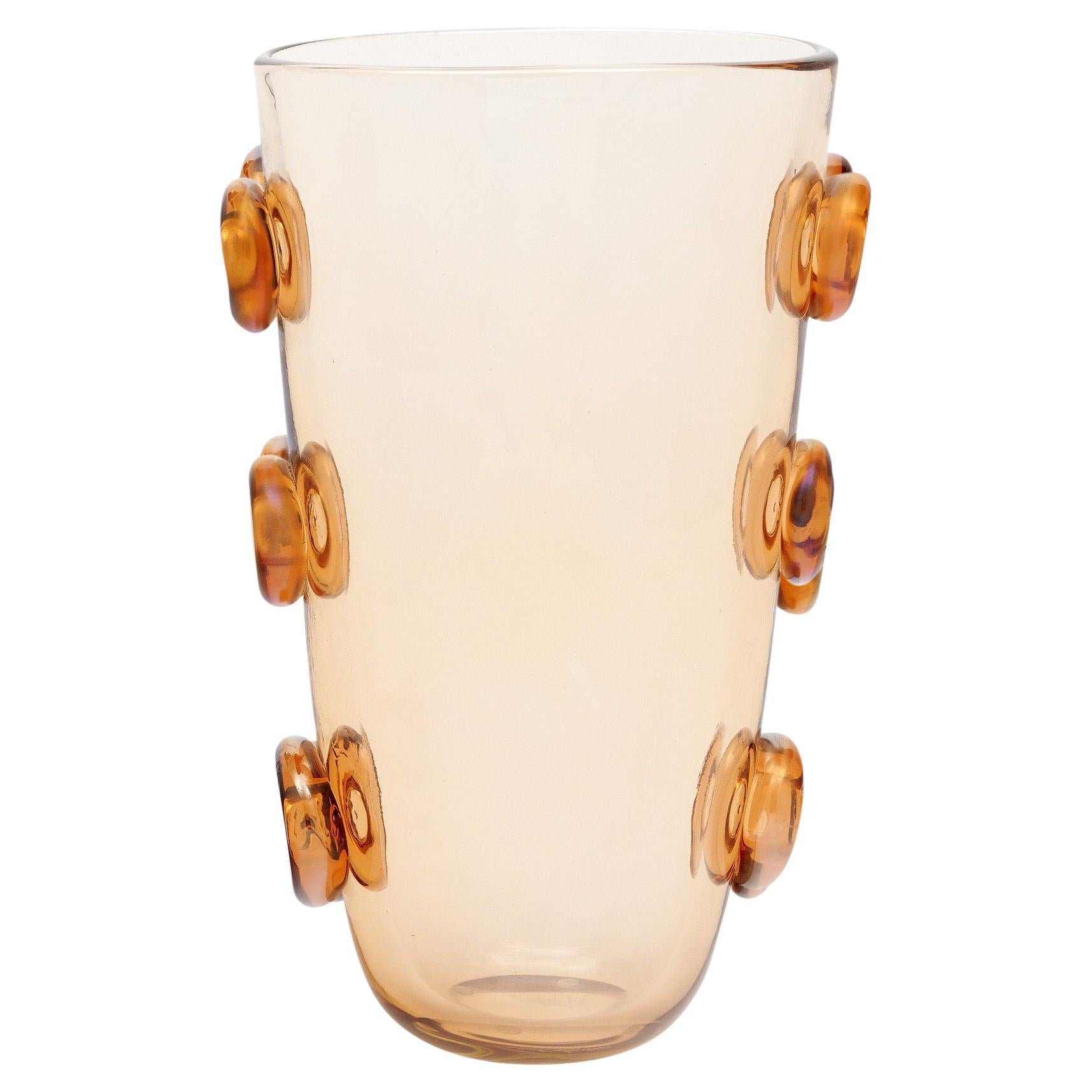 Murano Glass “Pois” Topaz Vase For Sale at 1stDibs