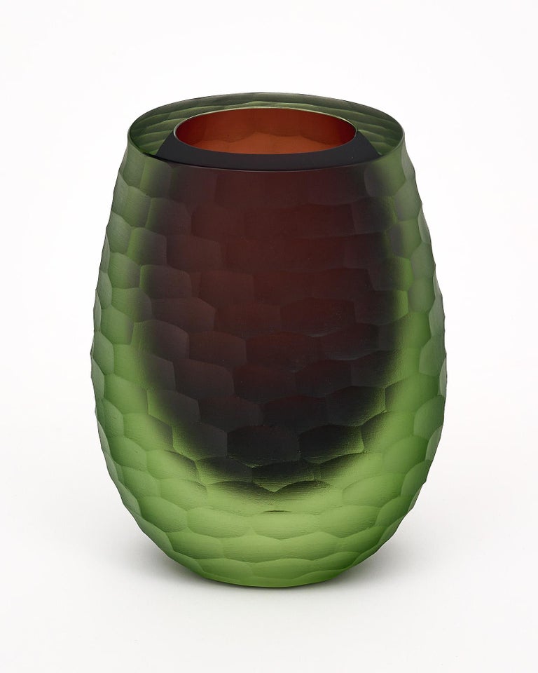 Murano Glass Two Toned Ferro “Battuto” Vase For Sale at 1stDibs