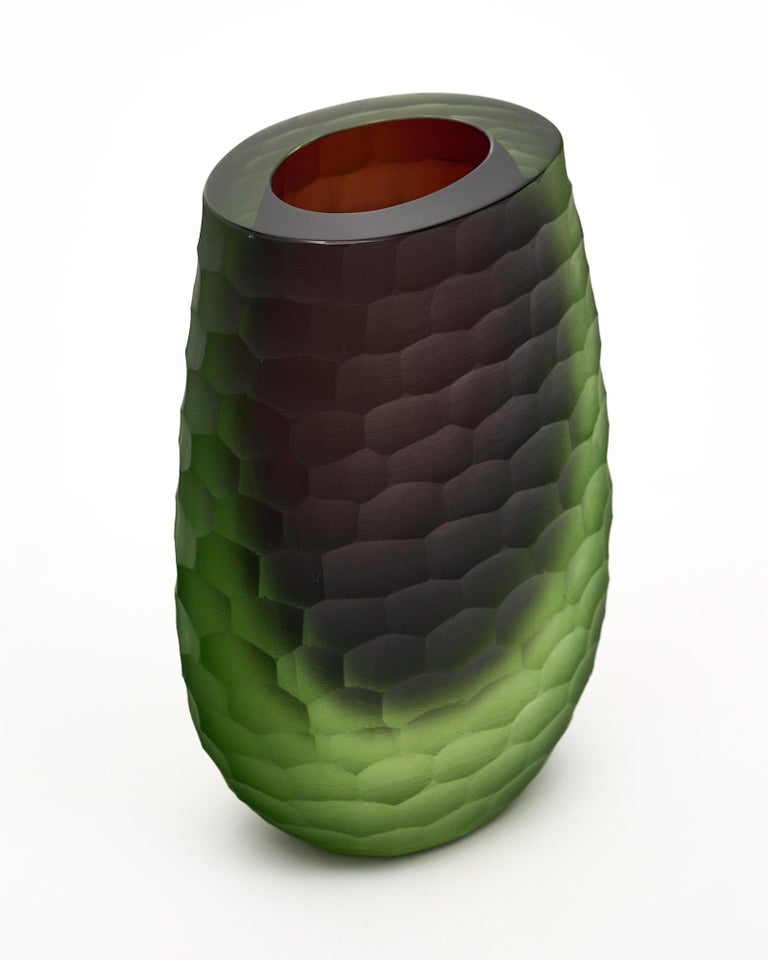Murano Glass Two Toned Ferro “Battuto” Vase For Sale at 1stDibs
