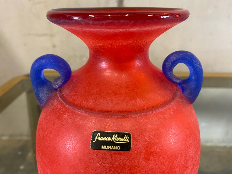 Murano Glass Vase by Franco Moretti, Italy, 1980s at 1stDibs