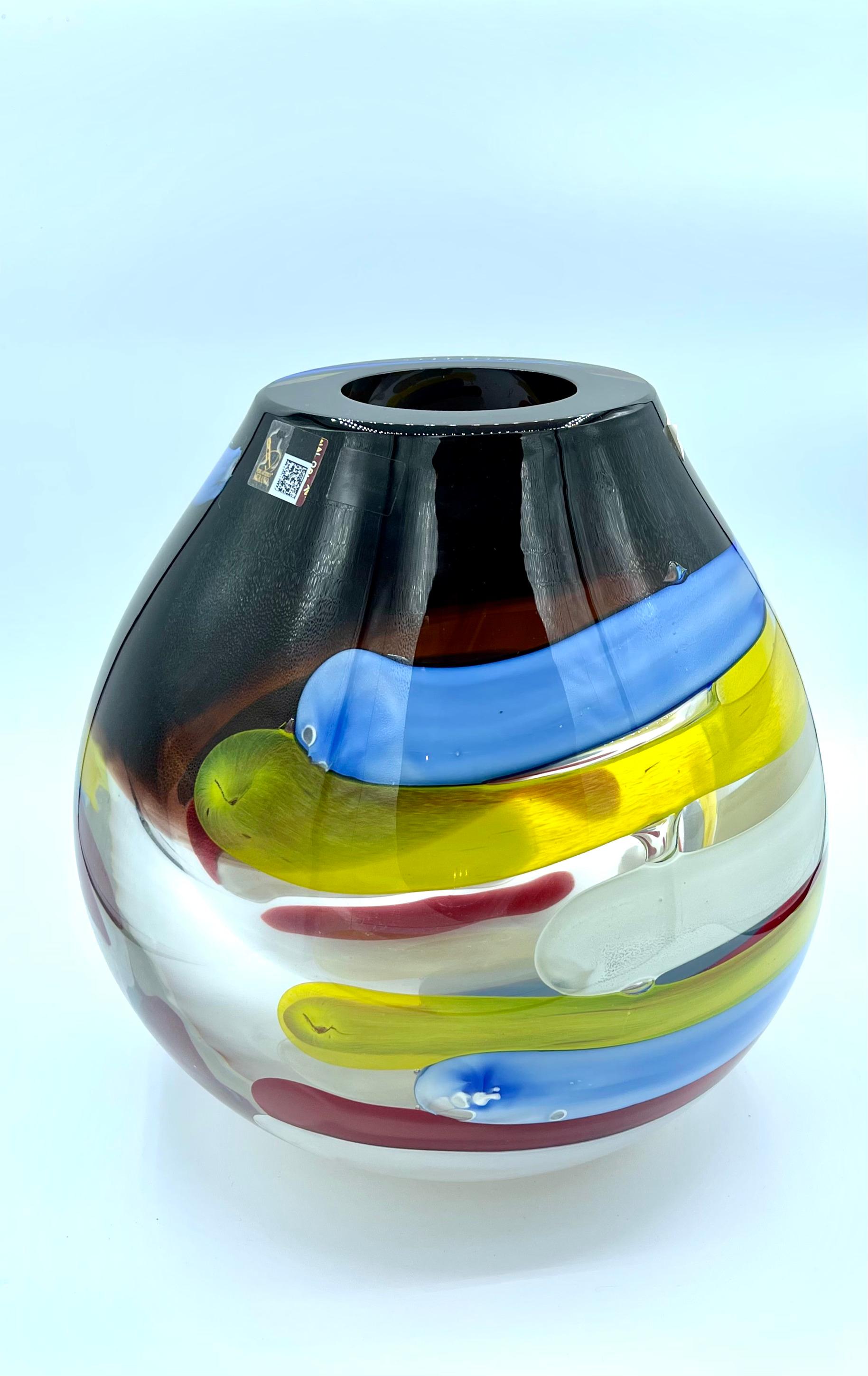 Murano glass vase with "incalmo" technique, unique piece, in stock For Sale at 1stDibs