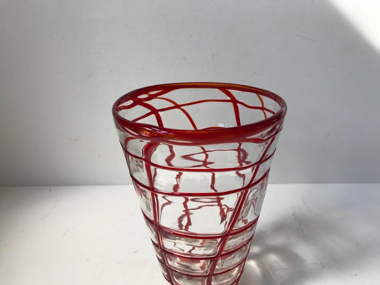 Murano Glass Vase with Red Spider Web, Italy, 1970s at 1stDibs