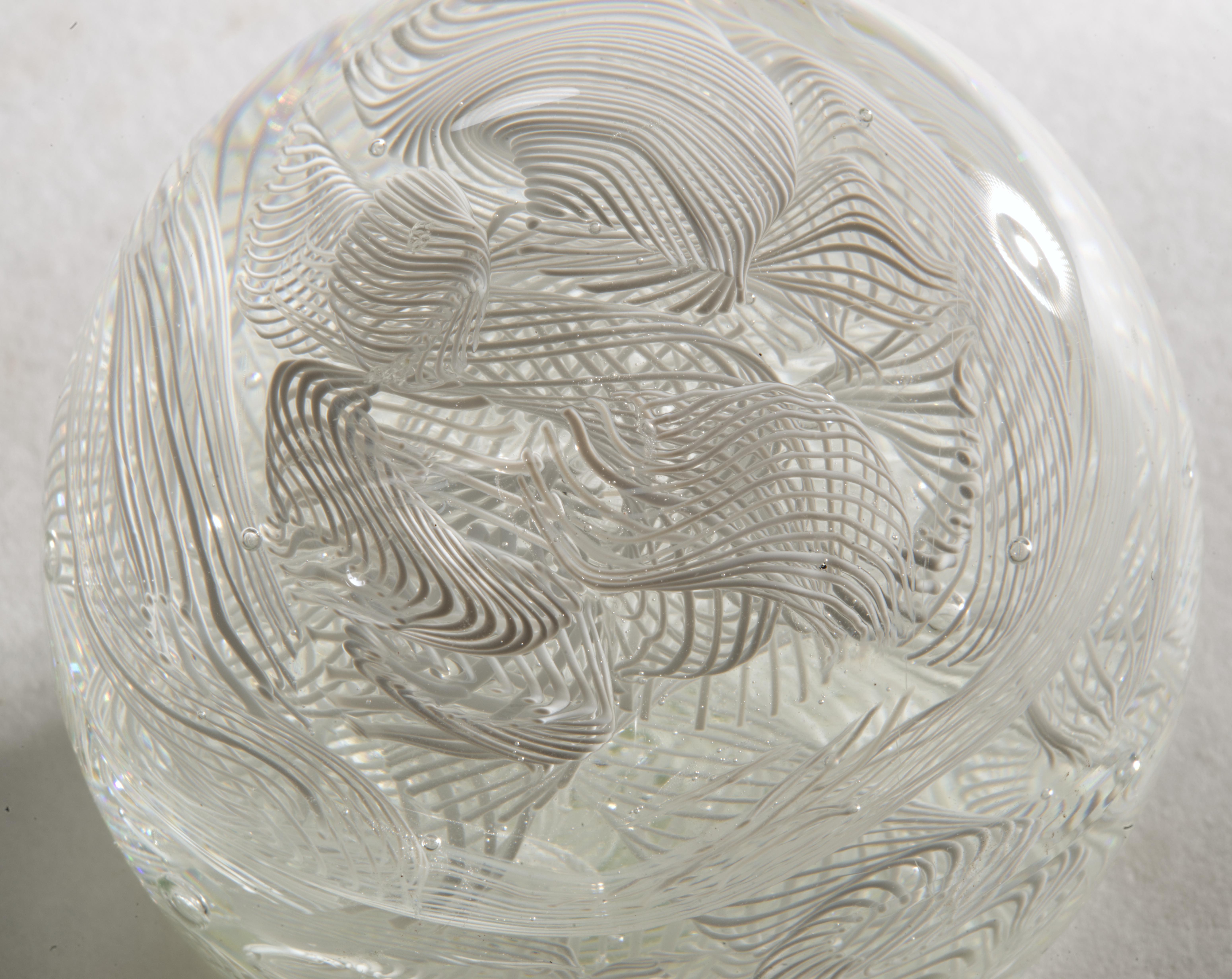 Murano Glass White Latticino Filigrana Paperweight, Vintage For Sale at ...