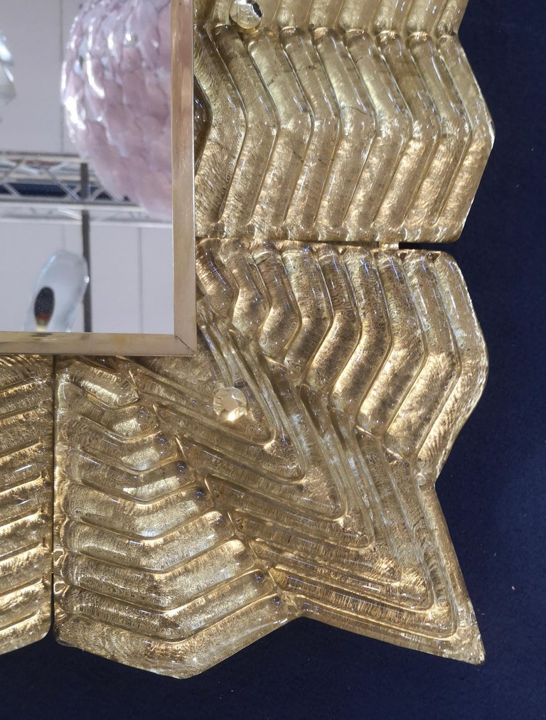 Murano Gold Color Glass and Brass Mid-Century Wall Mirror, 2000 For ...