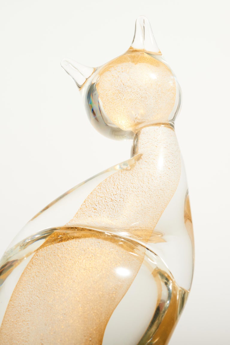 Murano Gold Flecked Glass Cat at 1stDibs