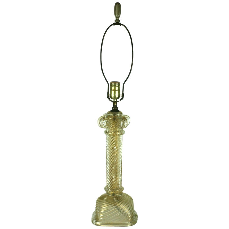 Murano Gold Fluted Glass Column Lamp For Sale at 1stDibs