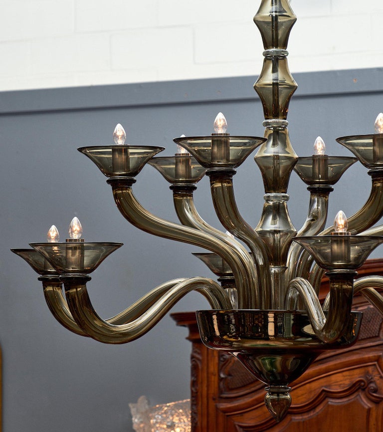 Murano Gray Mercury Glass Chandelier at 1stDibs