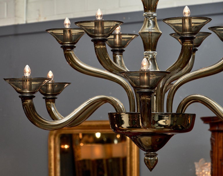 Murano Gray Mercury Glass Chandelier at 1stDibs