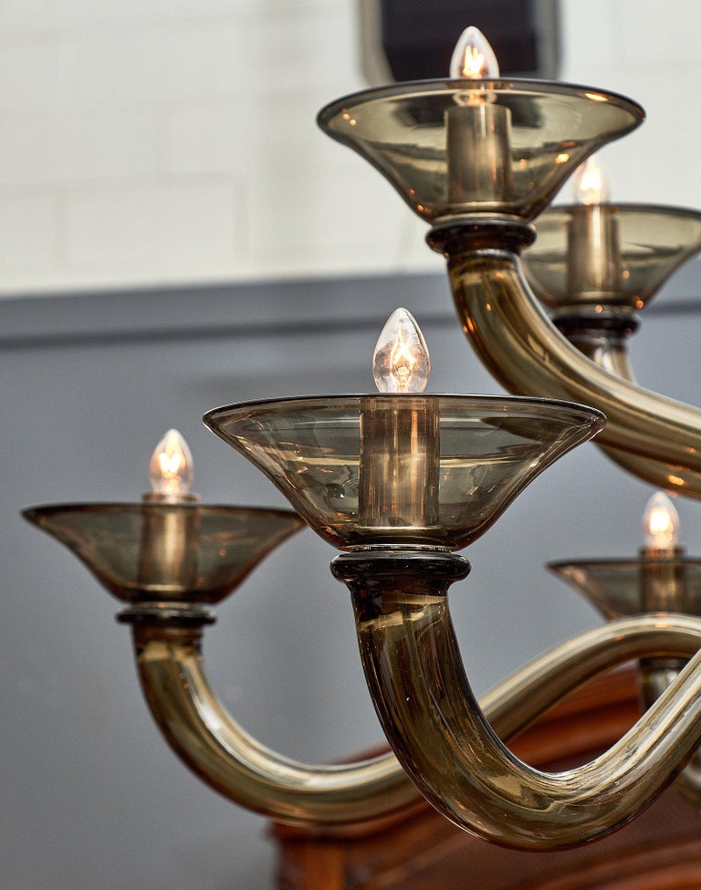 Murano Gray Mercury Glass Chandelier at 1stDibs