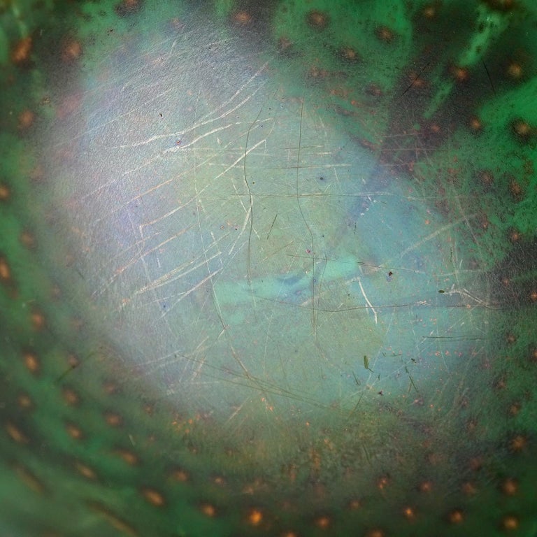 Murano Green Iridescent Gold Flecks Bubbles Italian Art Glass ...