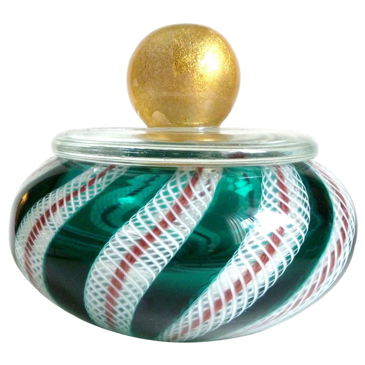 Alfredo Barbini Murano White Gold Spike Top Italian Art Glass Vanity ...