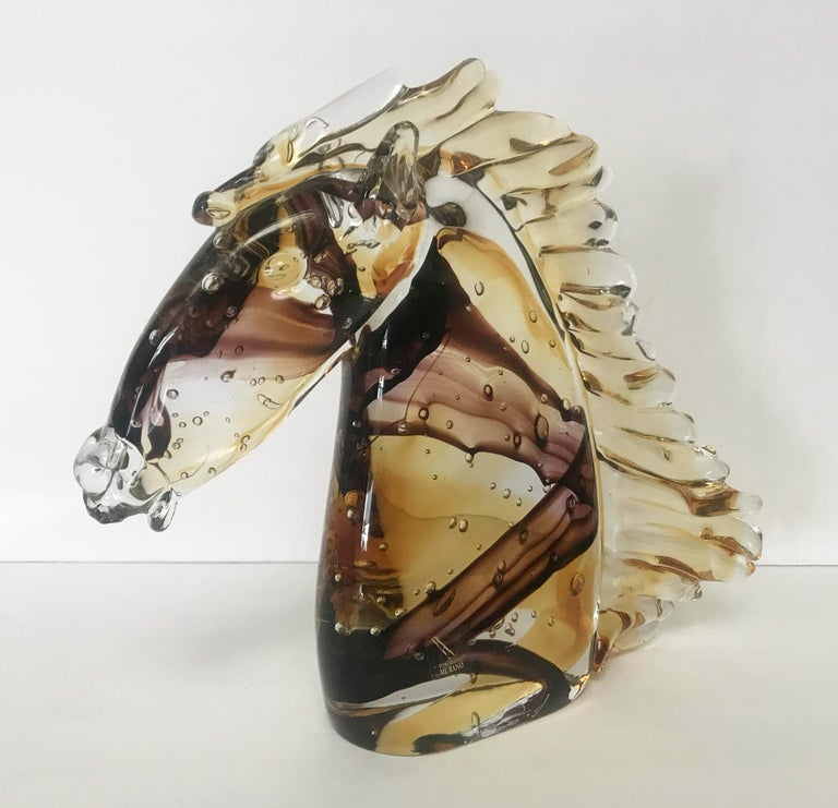 Murano Horse Head Sculpture by Sergio Costantini For Sale at 1stDibs