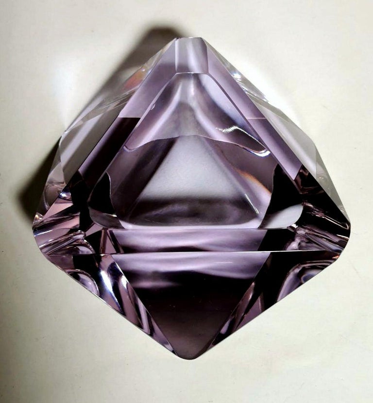 Murano Italian Glass Ashtray " Sommerso" Violet Color For Sale at 1stDibs
