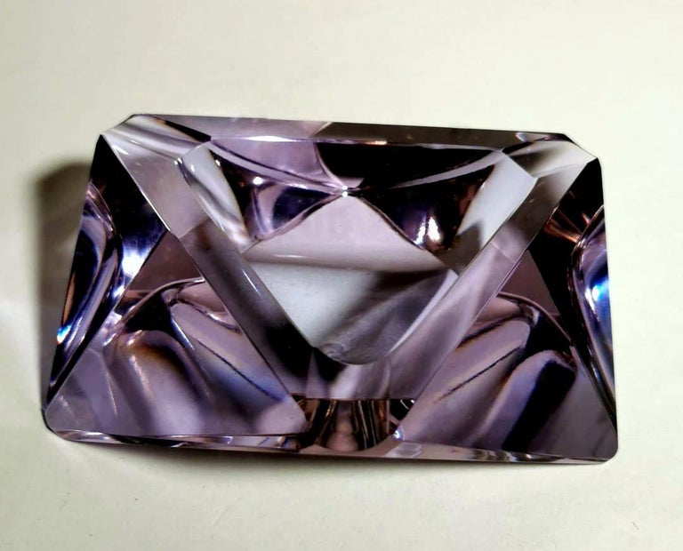Murano Italian Glass Ashtray " Sommerso" Violet Color For Sale at 1stDibs