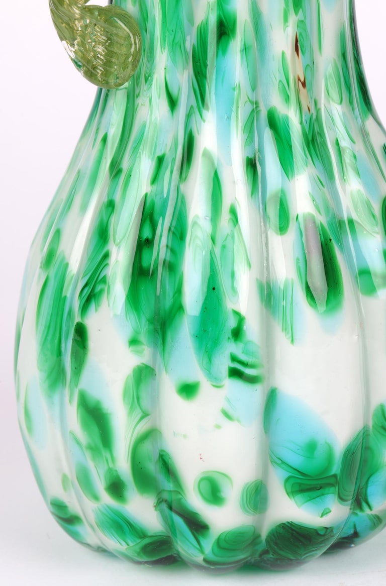 Murano Italian Hand-Blown Large Green Art Glass Gourd For Sale at 1stDibs