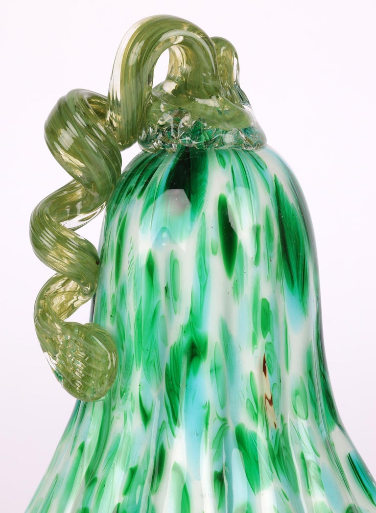 Murano Italian Hand-Blown Large Green Art Glass Gourd For Sale at 1stDibs