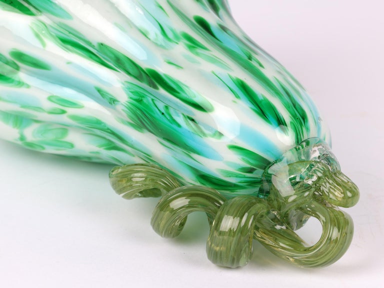 Murano Italian Hand-Blown Large Green Art Glass Gourd For Sale at 1stDibs