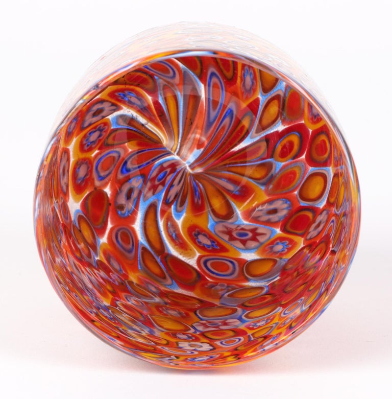 Murano Italian Millefiori Beaker Shaped Vase For Sale at 1stDibs