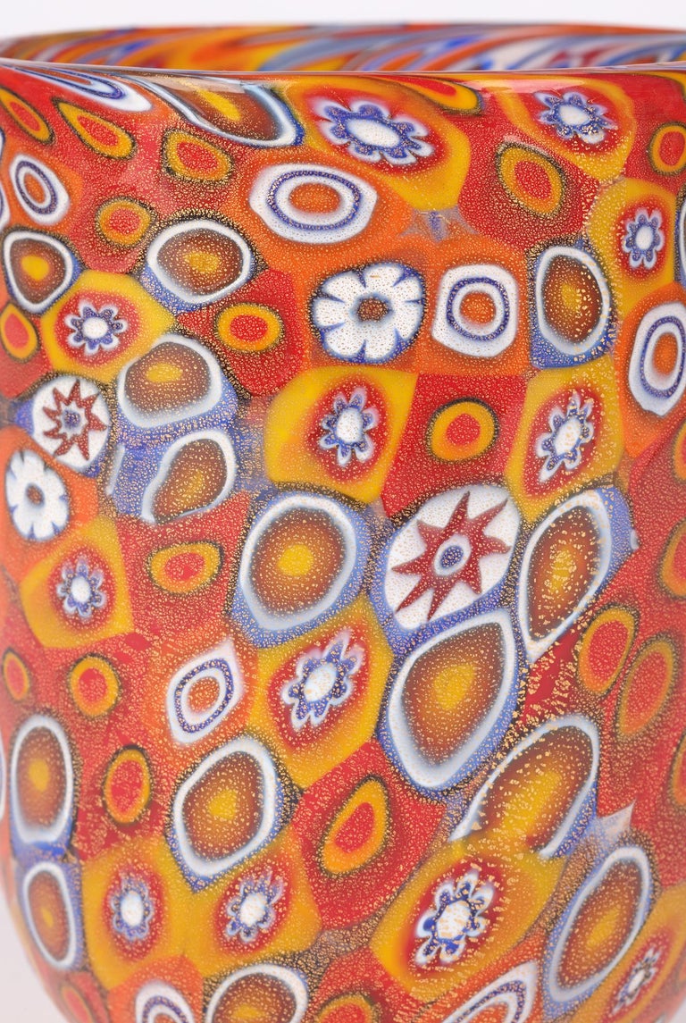 Murano Italian Millefiori Beaker Shaped Vase For Sale at 1stDibs