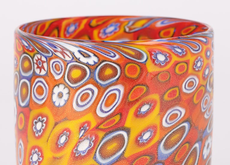 Murano Italian Millefiori Beaker Shaped Vase For Sale at 1stDibs
