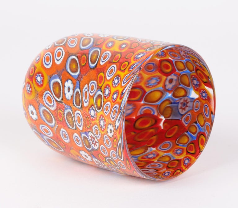Murano Italian Millefiori Beaker Shaped Vase For Sale at 1stDibs