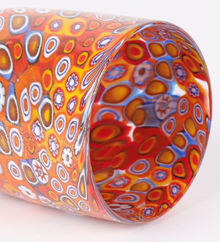 Murano Italian Millefiori Beaker Shaped Vase For Sale at 1stDibs