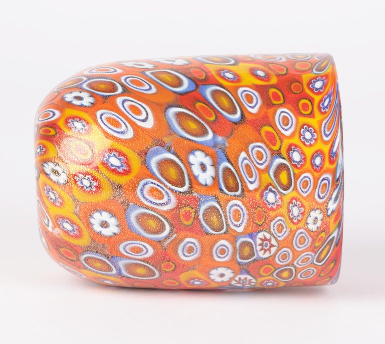 Murano Italian Millefiori Beaker Shaped Vase For Sale at 1stDibs