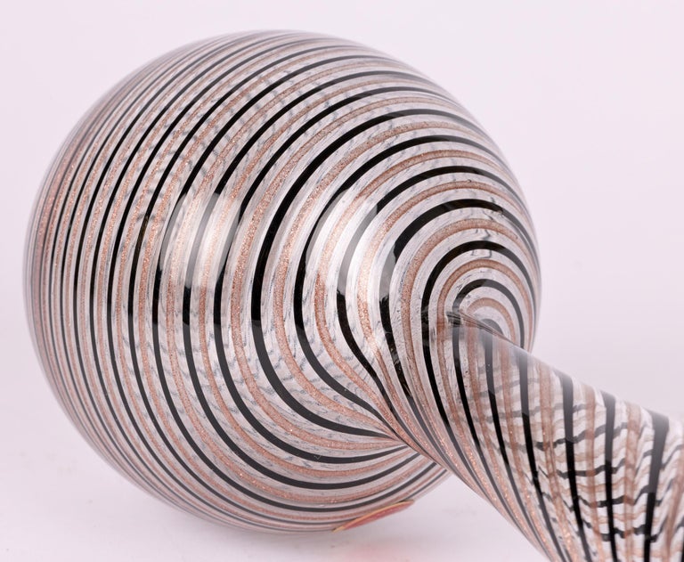 Murano Italian Ribbon Trailed Hand-Blown Art Glass Jug For Sale at 1stDibs