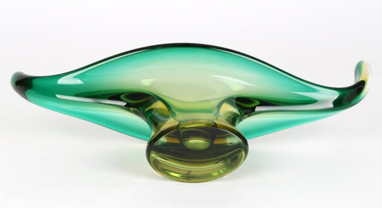 Murano Italian Sommerso Art Glass Gondola Form Bowl For Sale at 1stDibs