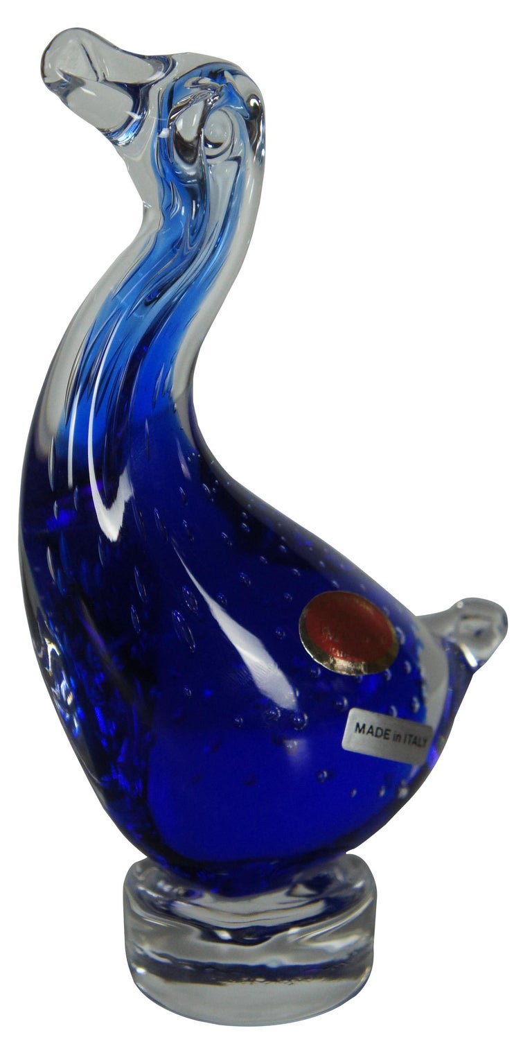 Murano Lavorazione Italian Studio Art Glass Blue Duck Goose Bird ...