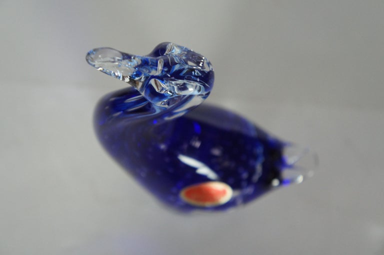 Murano Lavorazione Italian Studio Art Glass Blue Duck Goose Bird ...