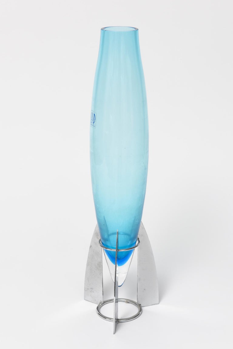 Murano LIP Blue Glass Rocket Vase Designed by Marcello Furlan For Sale ...