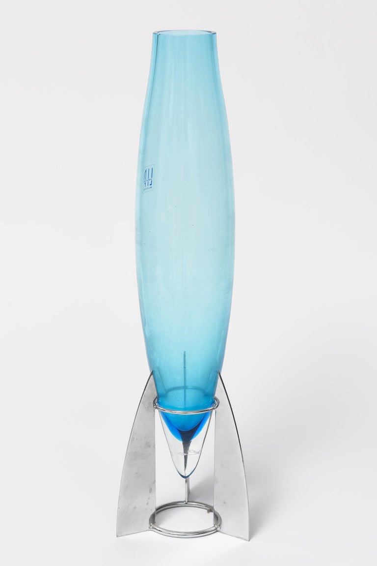Murano LIP Blue Glass Rocket Vase Designed by Marcello Furlan For Sale ...