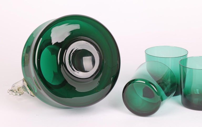 Murano Mid-Century Green Glass Lemonade Set with Jug and Five Glasses ...