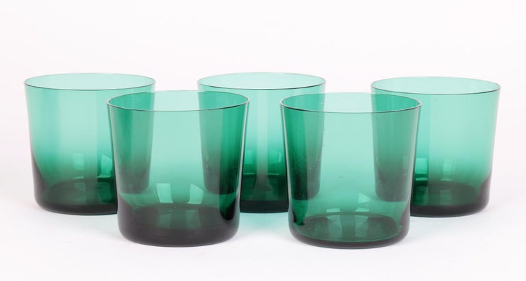 Murano Mid-Century Green Glass Lemonade Set with Jug and Five Glasses ...