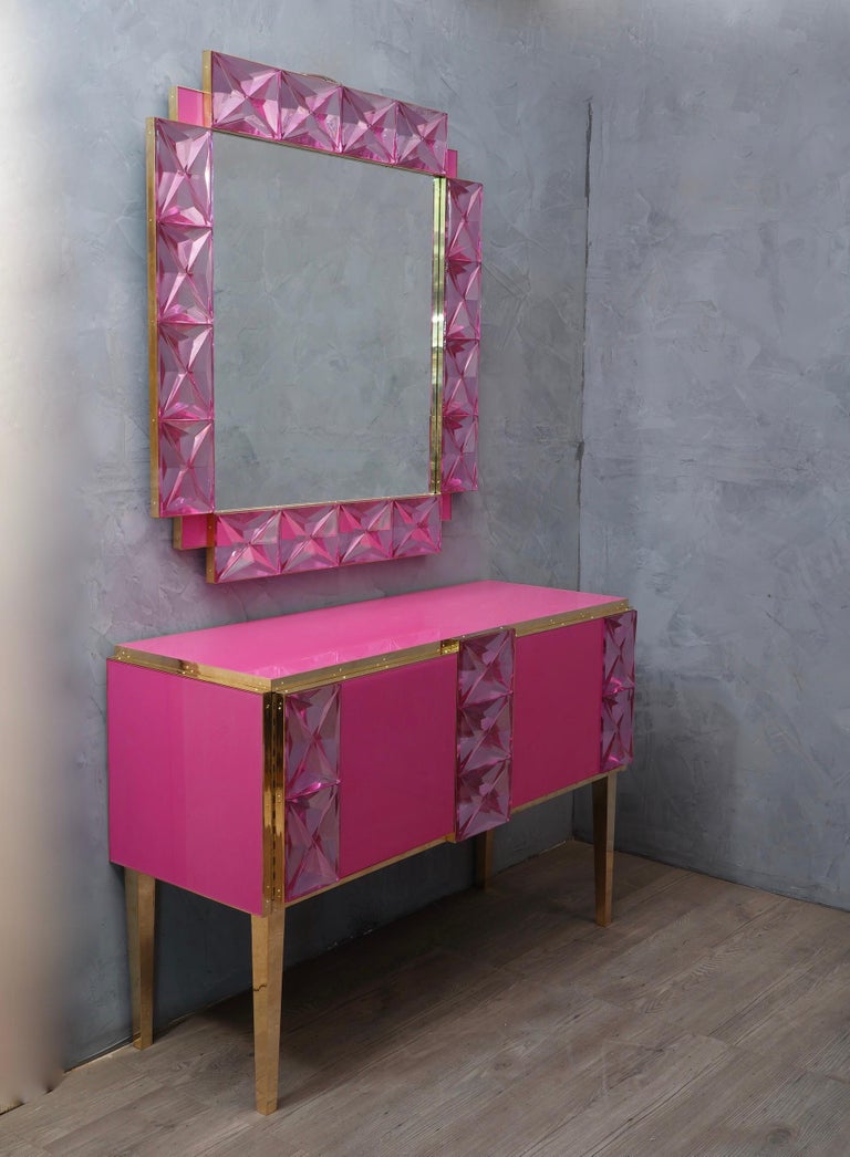 Murano Midcentury Pastel Pink Colored Glass Sideboards, 2020 For Sale ...