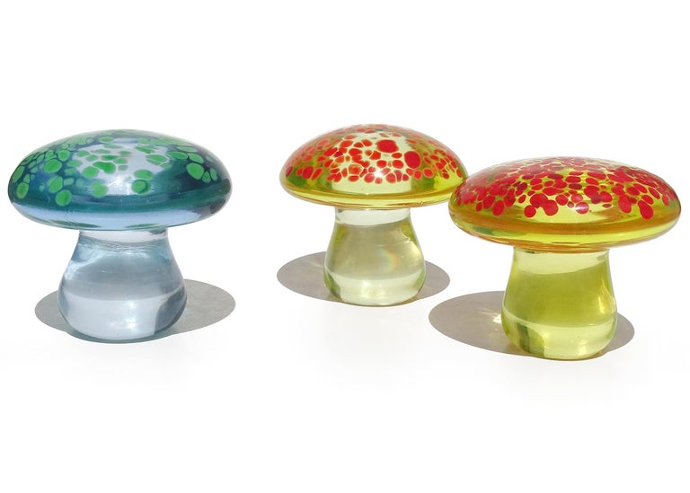 Murano Orange Blue Italian Art Glass Mushroom Toadstool Paperweight ...