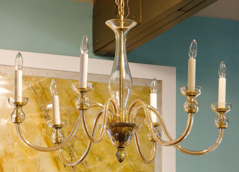 Murano Pale Amber Glass Chandelier For Sale at 1stDibs
