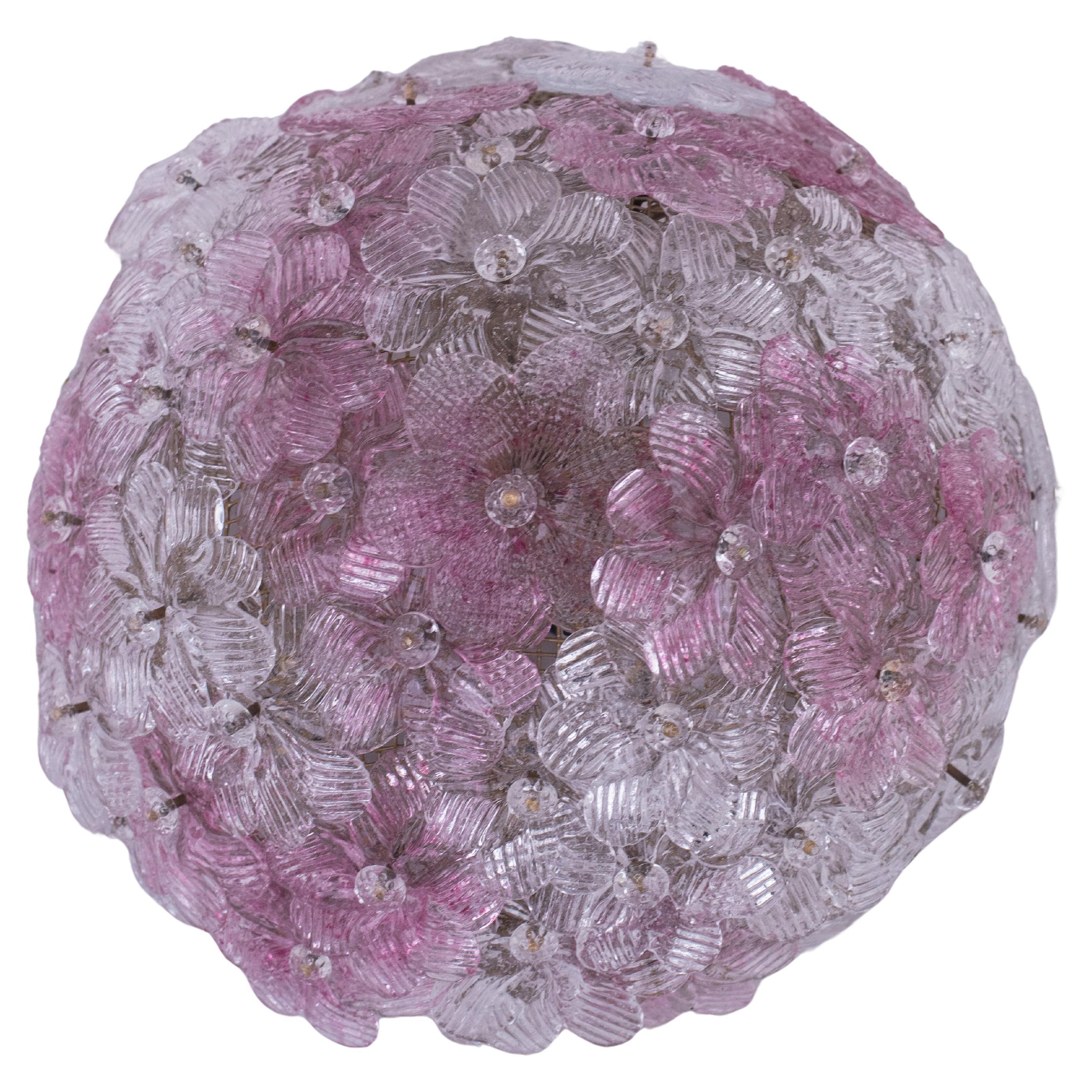 Murano Pink Ceiling Light Flowe by Seguso for Venini, Italy, 1960s For ...